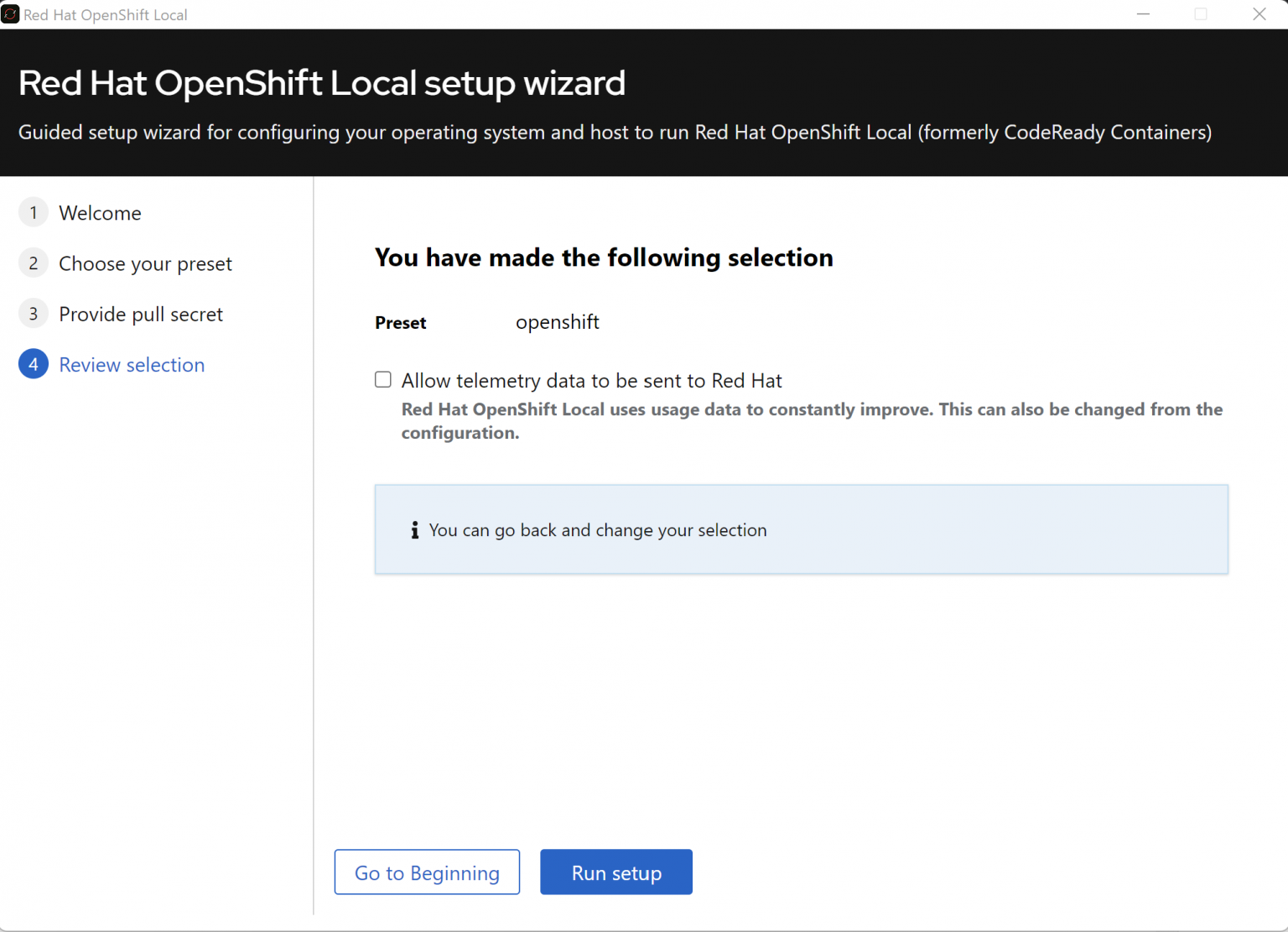Install Red Hat OpenShift Local (CodeReady Container) on windows laptop